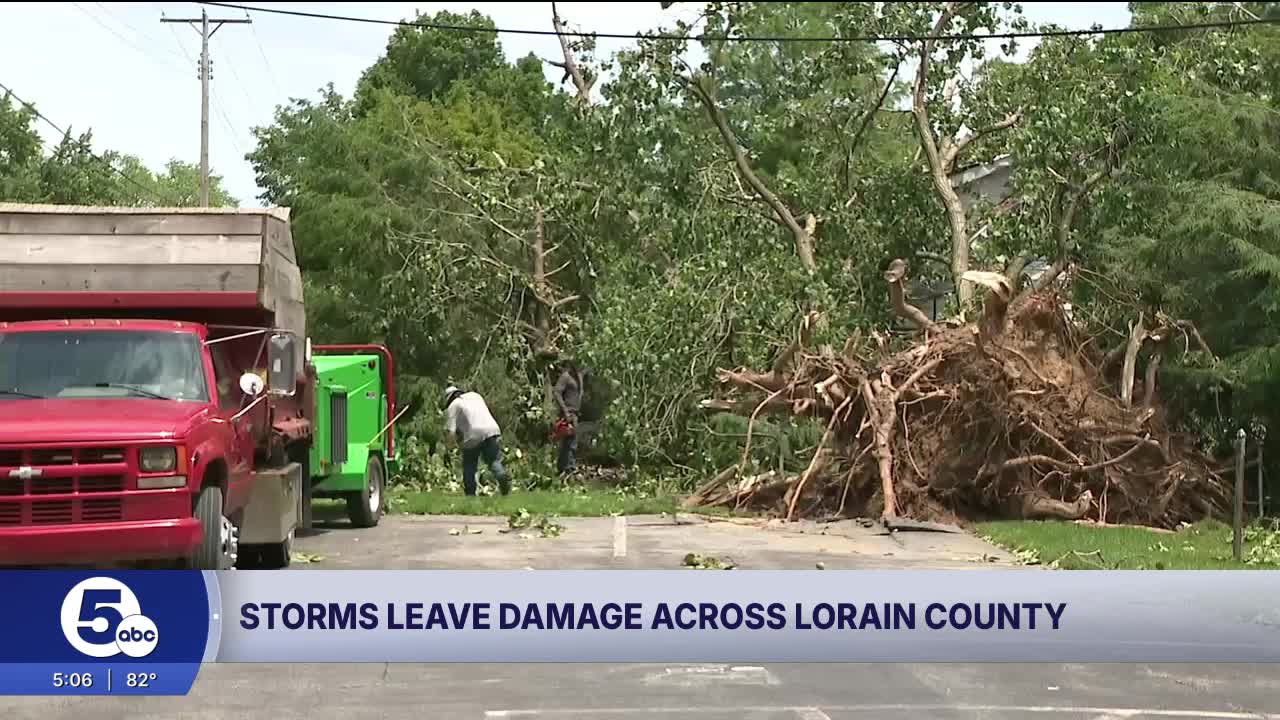Lorain County cleans up after damaging winds blow through Lorain, Amherst