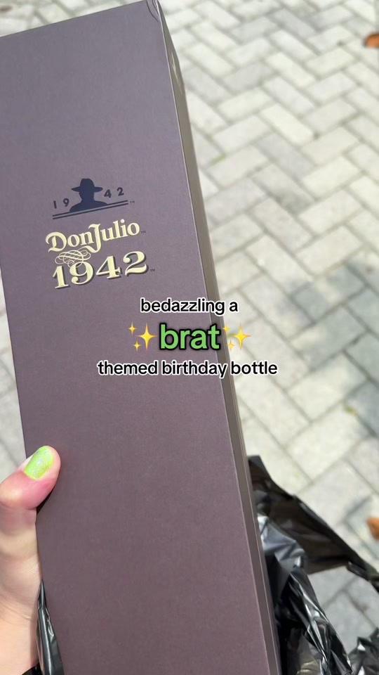 Easy DIY brat-themed rhinestone birthday bottle