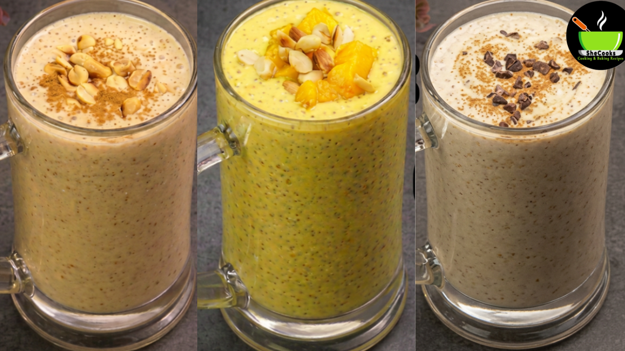 Three delicious high protein oats smoothies for breakfast