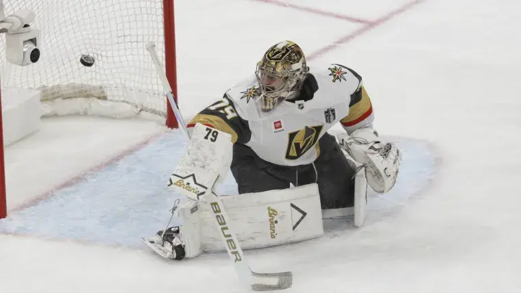 Will the Golden Knights bench Carter Hart? Vegas goalie has allowed 4 ...