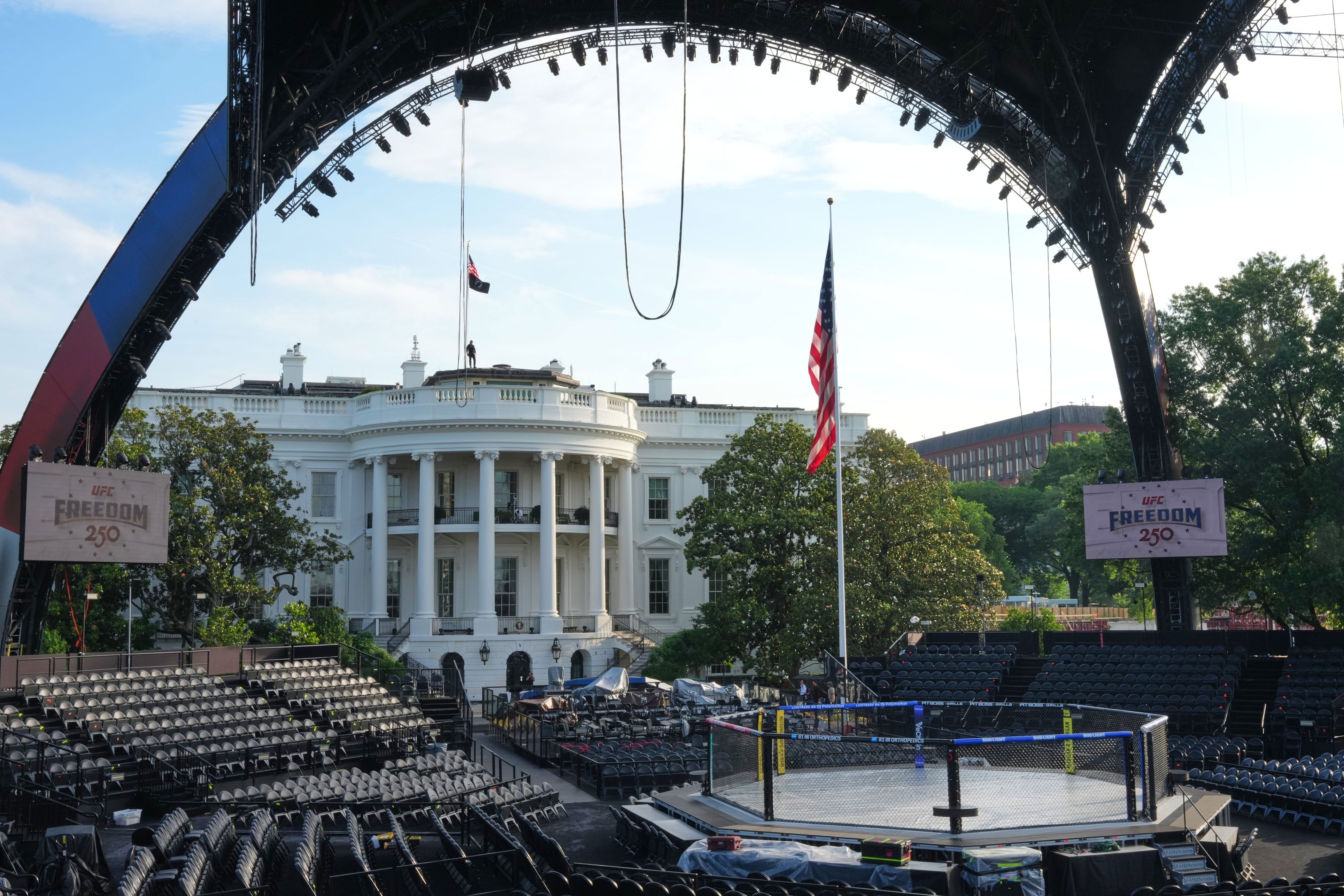 The White House lawn’s Octagon is ready for Trump’s 80th birthday bash