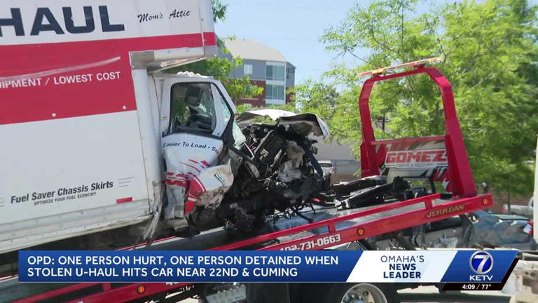 OPD says driver crashes stolen U-Haul, hits Creighton building