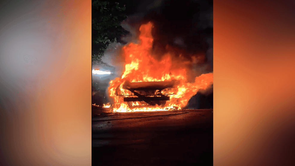 Storm knocks down live power line that lights car on fire in Silver Spring