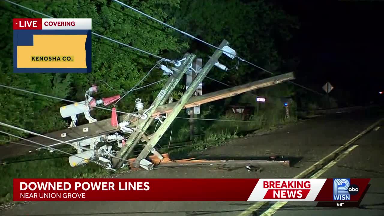 Power lines were down across Kenosha, Racine counties