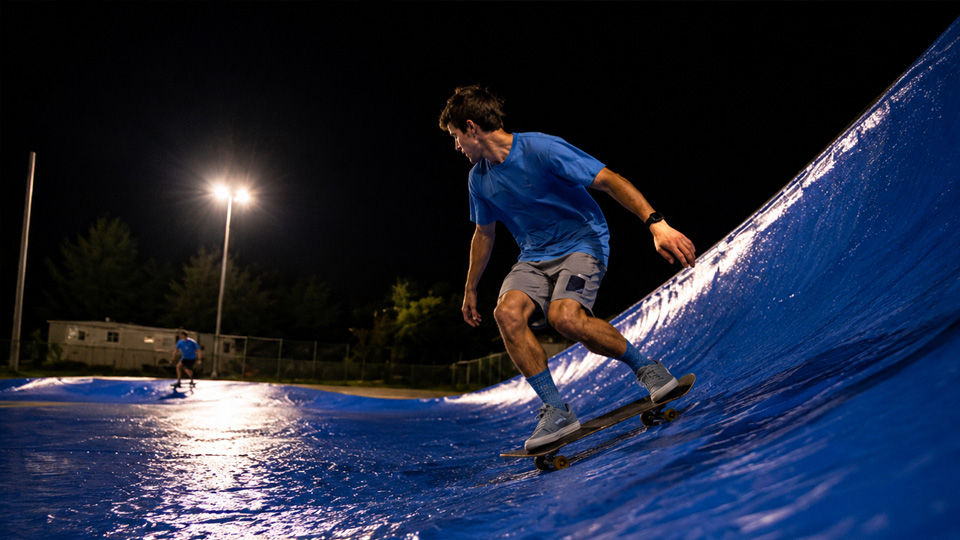 Epic tarp surfing macht den Garten zur Welle
