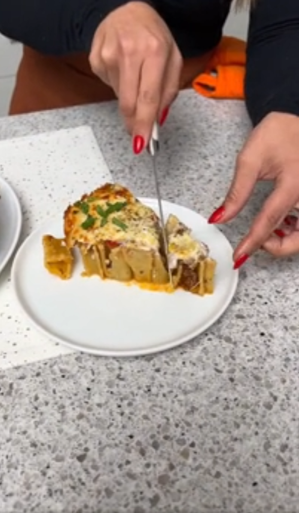 Cheesy rigatoni pie baked to perfection