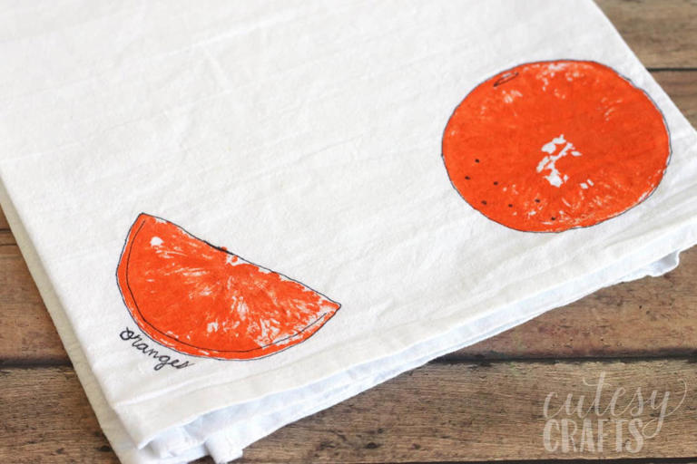 Make fruit stamped tea towels with real fruit