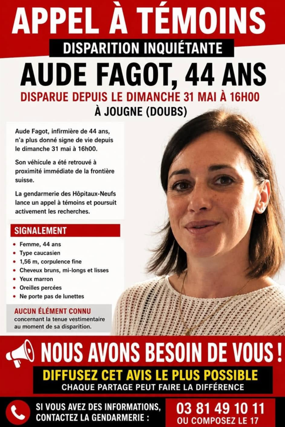 Disparition inquiétante dans le Doubs : Aude Fagot, originaire de Daix ...