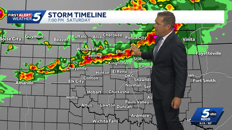 Timeline: Severe storm chances with wind risk return for Oklahoma Saturday