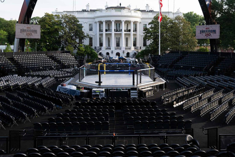 Lights! Camera! Cage match! The White House lawn's Octagon is ready for ...