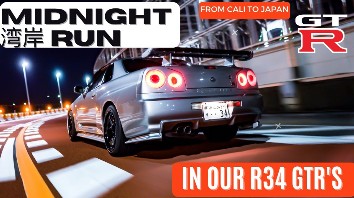 Tokyo night drive R34 GTRs in action