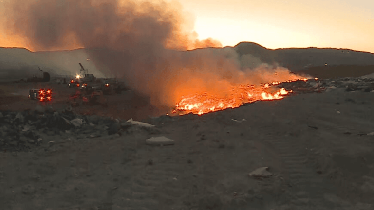 Smoke from Lockwood landfill fire visible east of Sparks