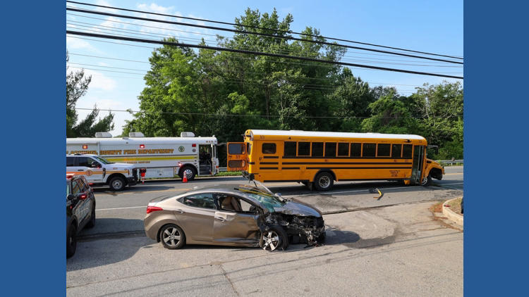 School bus struck by car in Davidsonville sends students to hospitals