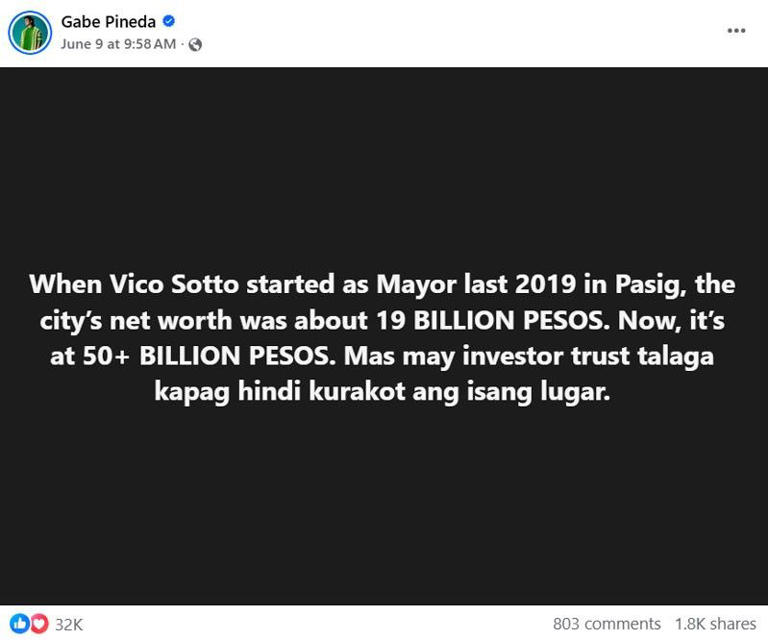 Fact check: Why Pasig City 'net worth' leap in viral post is misleading