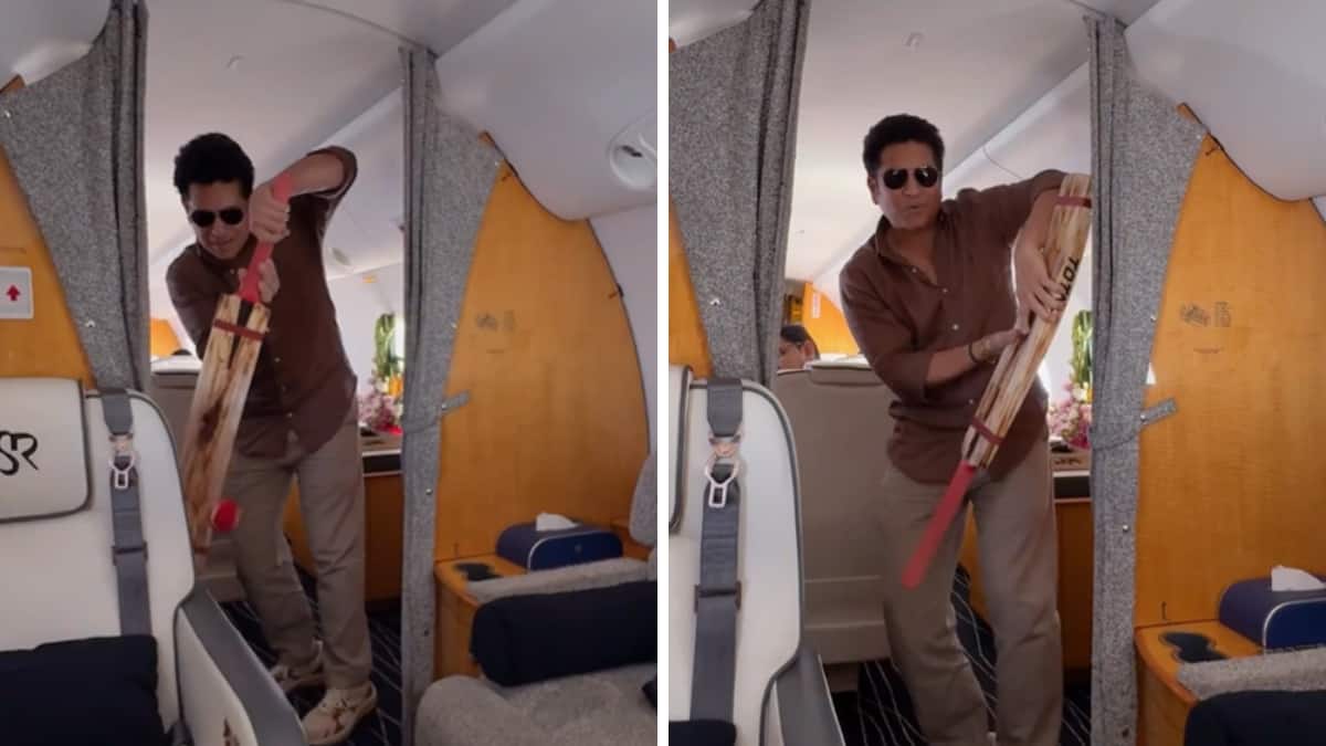Watch: Sachin Tendulkar plays cricket with Sara Tendulkar in a jet at ...