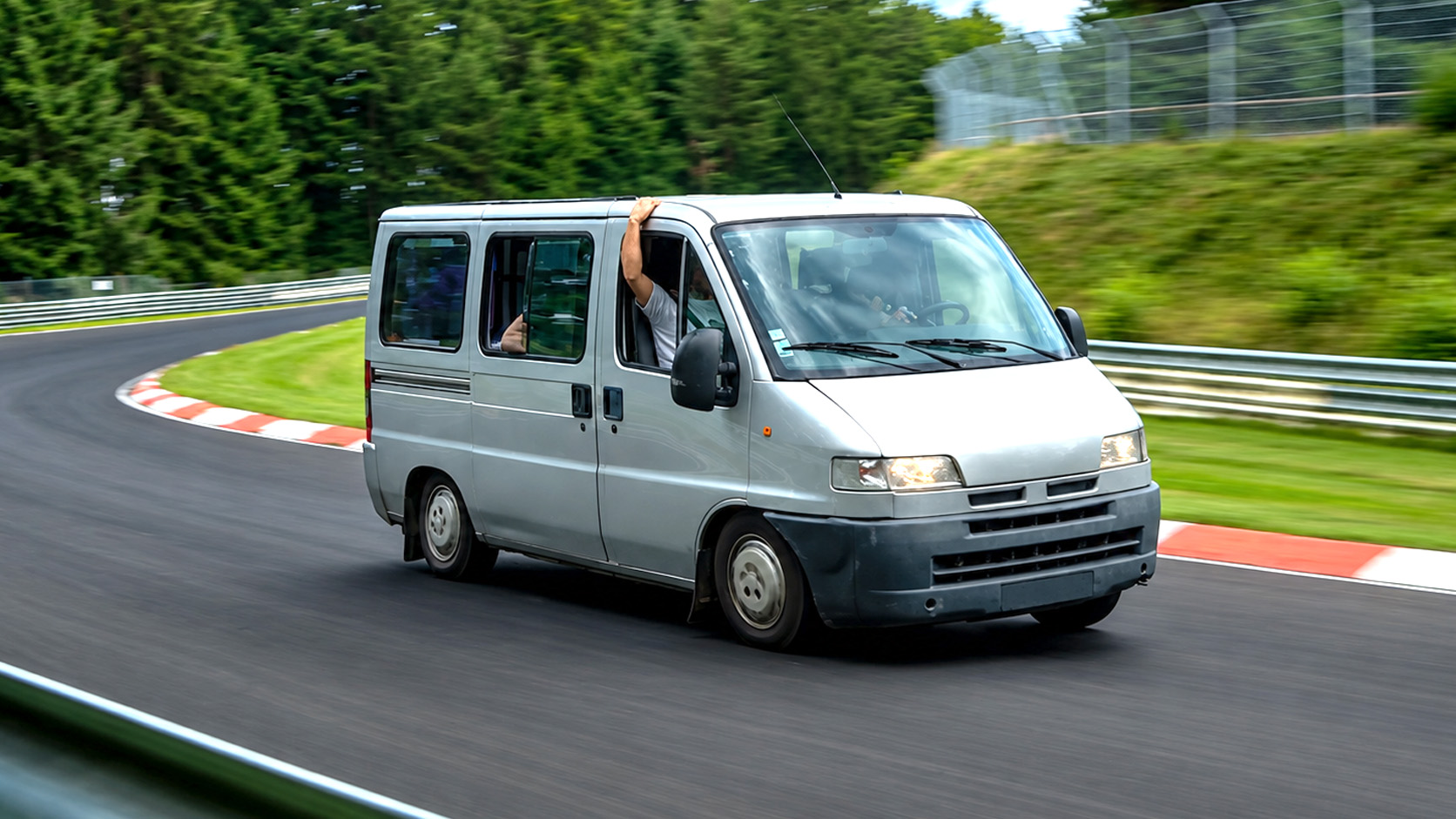 What happens when a big van speeds mid-corner?