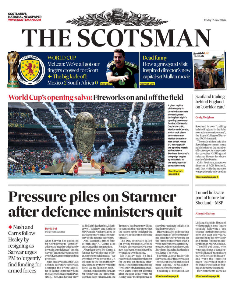 Scotland's papers: Defence ministers quit and World Cup kicks off