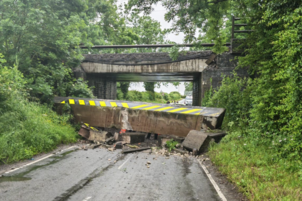 Railway bridge collapses after lorry crash causing travel disruption