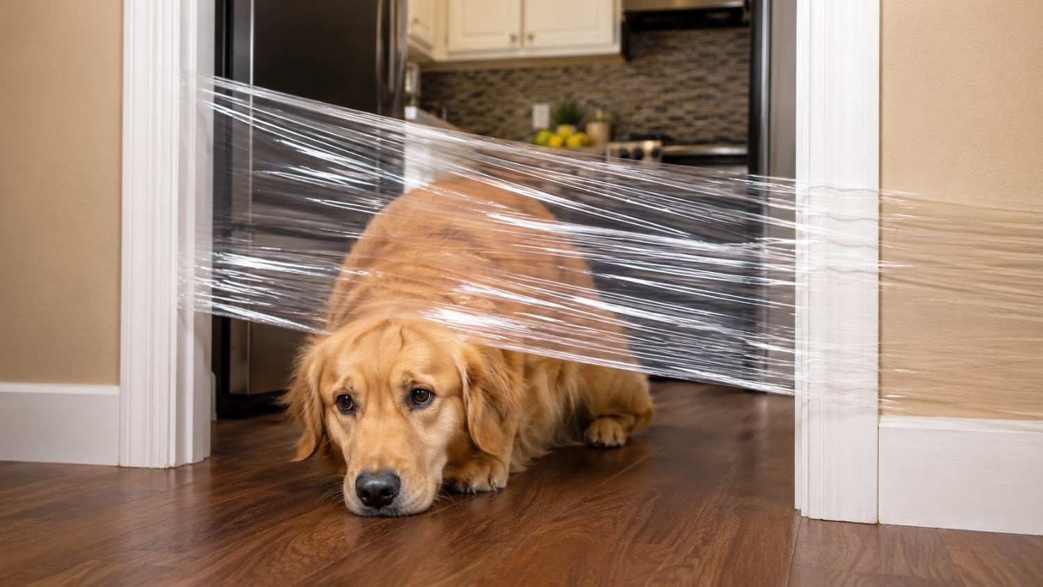 My dog crawls past the invisible wall