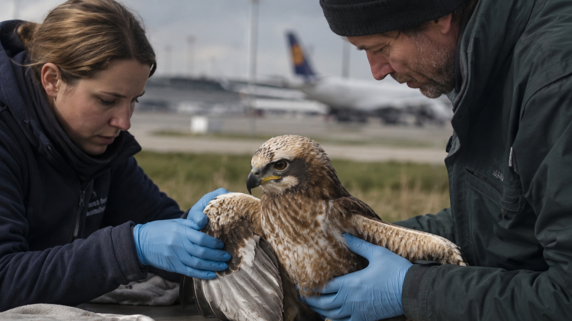 Bird of prey fighting for life after incident involving plane at Jersey ...