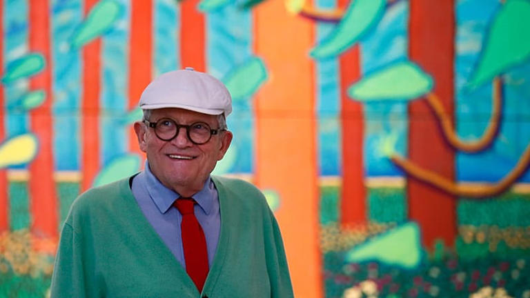 British artist David Hockney, whose vibrant pool paintings defined an ...
