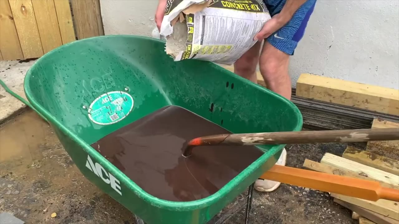 This concrete mixing method makes wheelbarrows look primitive