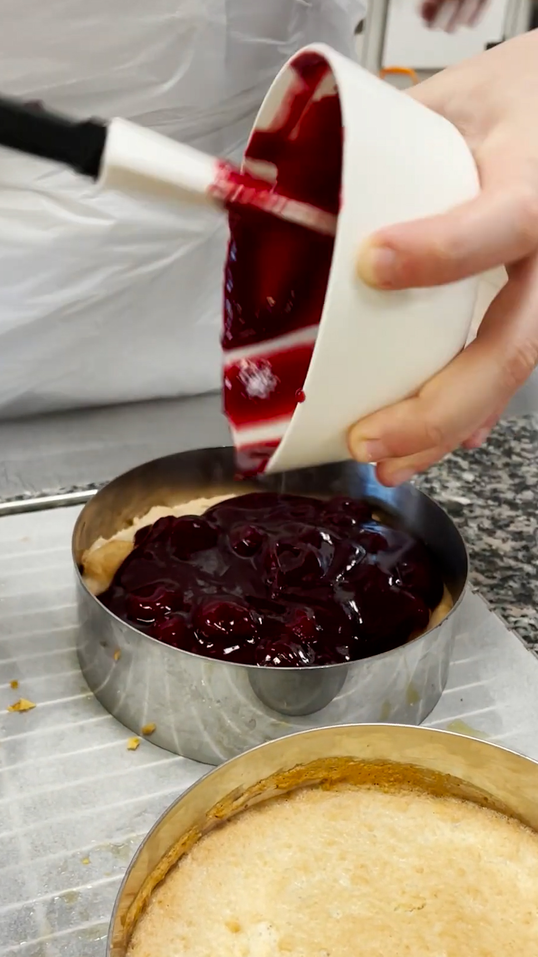 Mastering French layered mousse cakes in pastry school