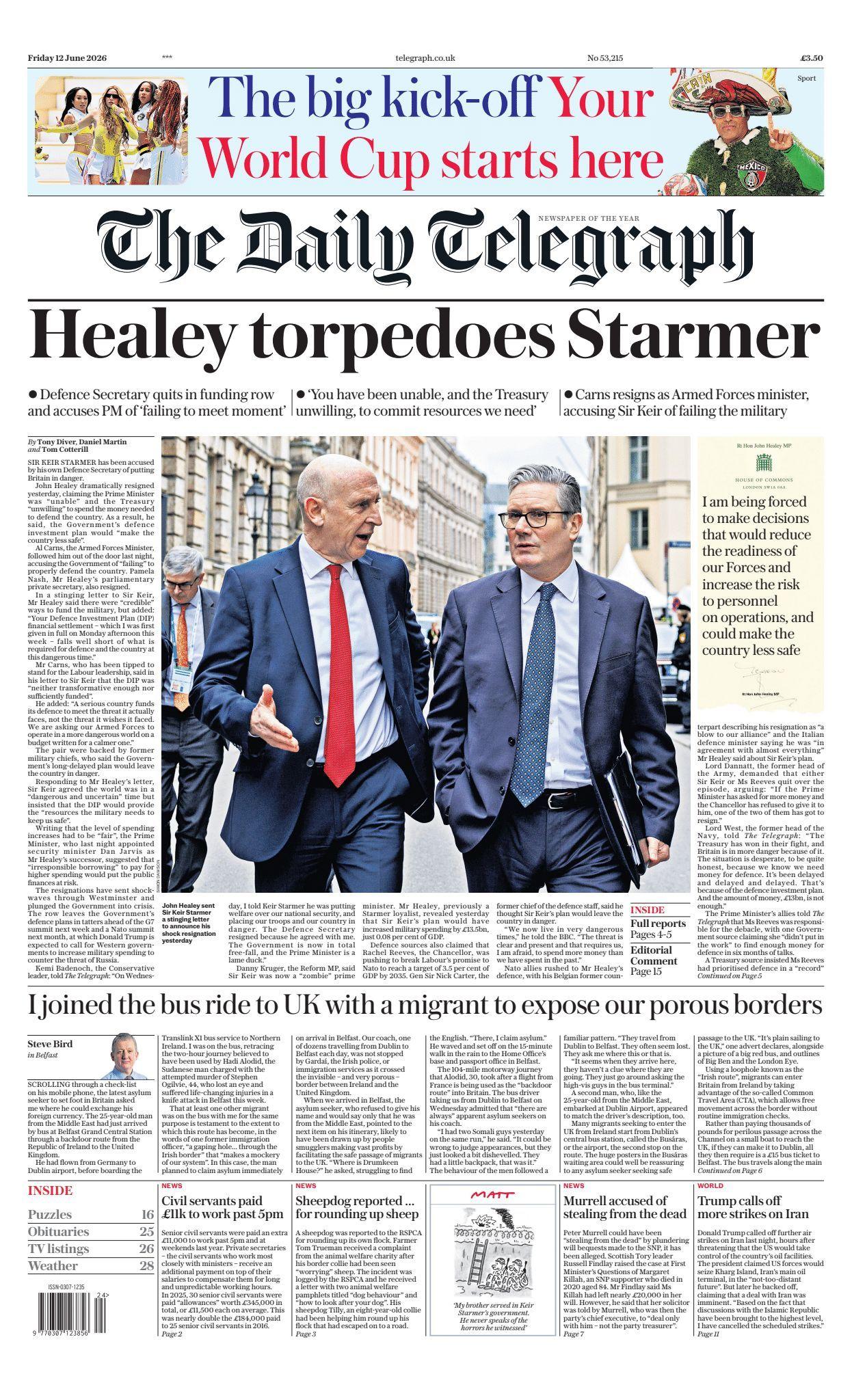 Scotland's papers: Defence ministers quit and World Cup kicks off
