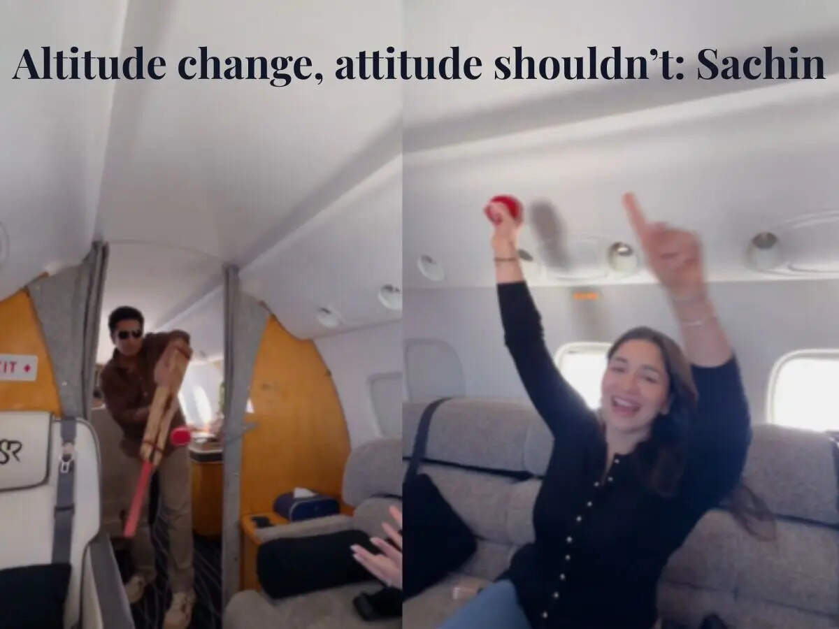Watch: Sachin Tendulkar plays cricket mid-flight, gets caught by Sara ...