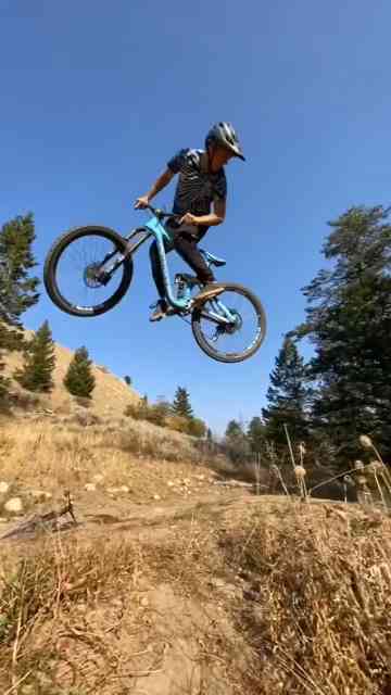 Turn around jump bike trick