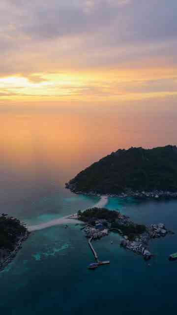 Sunset Island escape aerial views of paradise