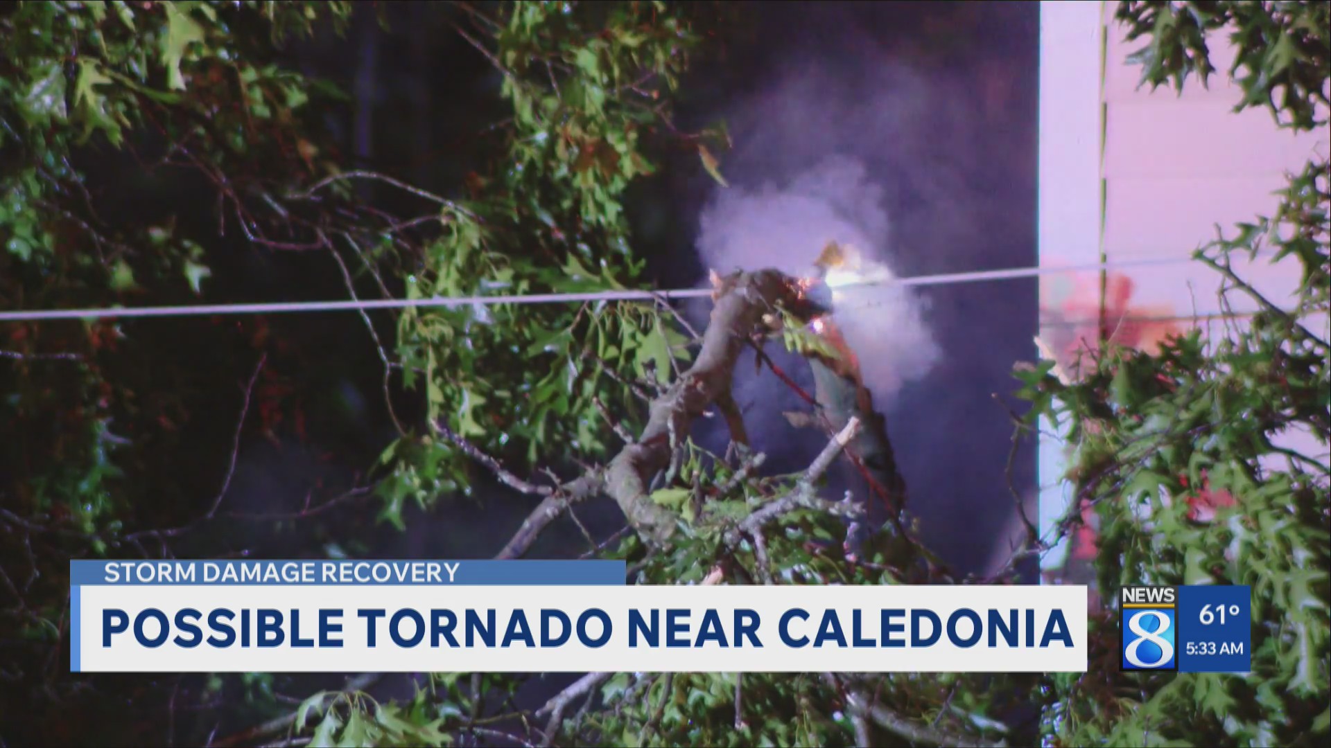 Crews clean up near Caledonia after radar-confirmed tornado