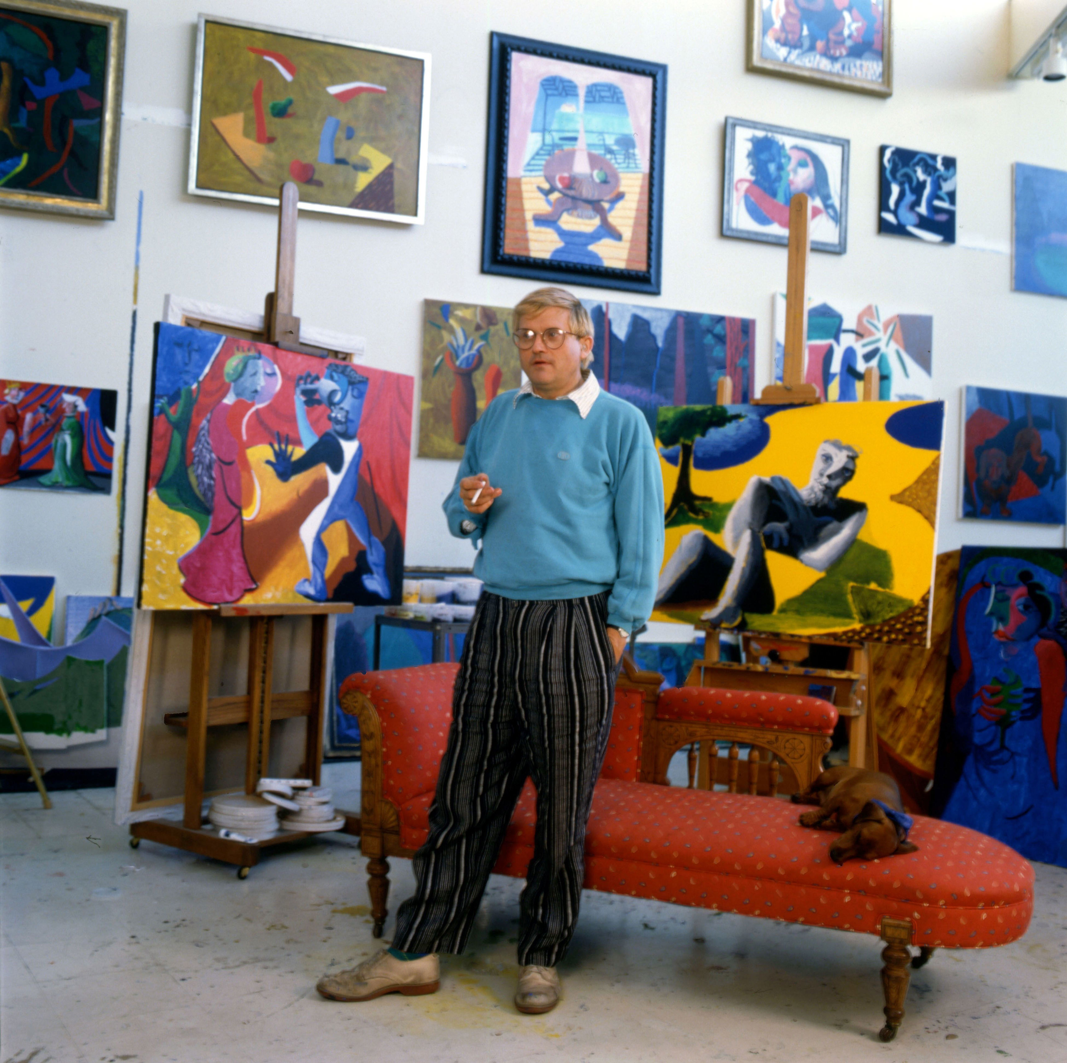 11 images rétro de David Hockney entouré de ses fidèles teckels ...