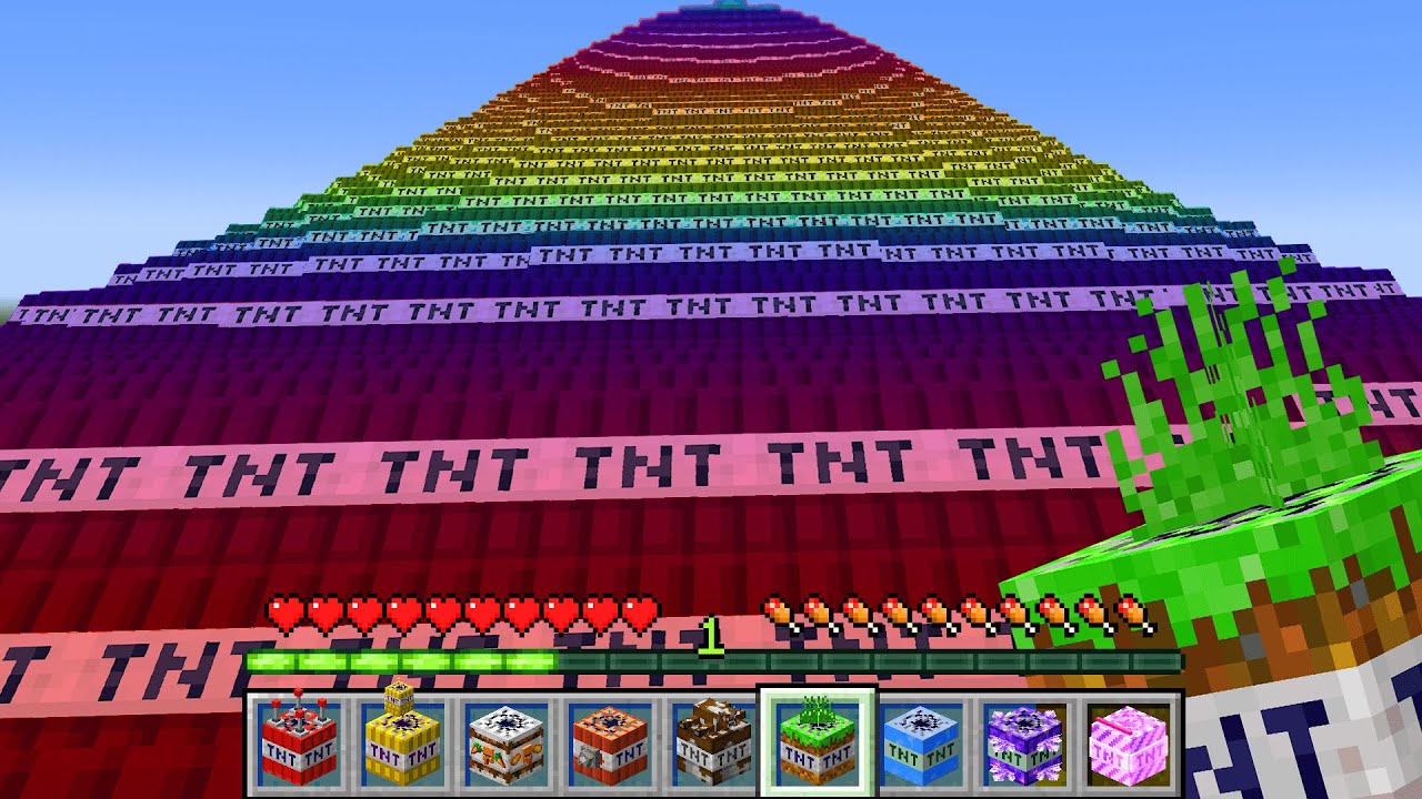 Using crazy TNT to create massive explosions in the Minecraft world