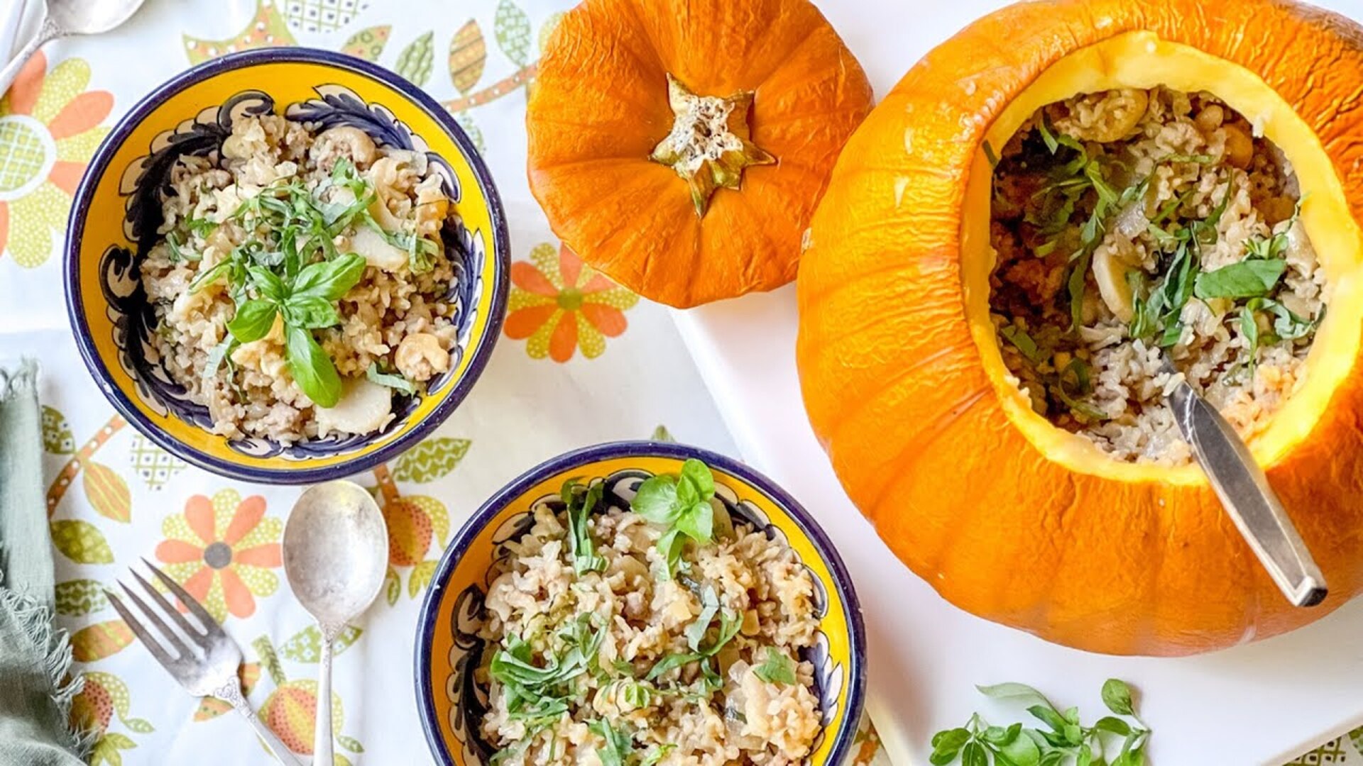 Stuffed pumpkin with aromatic rice recipe