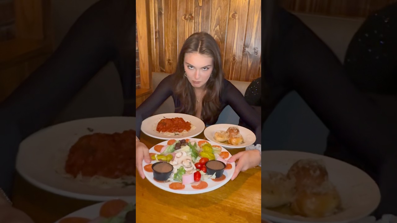 Watch a model show why you shouldn't get between a girl and her food