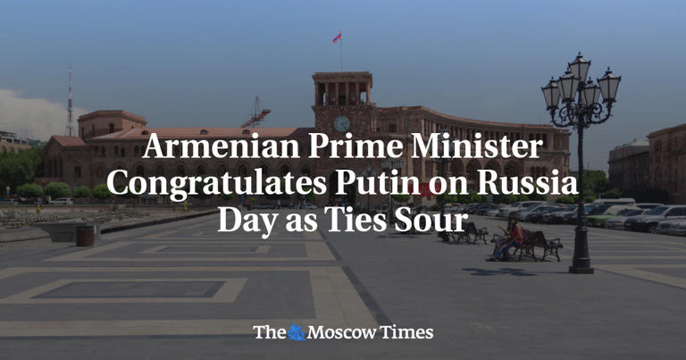 Armenian prime minister congratulates Putin on Russia Day as ties sour
