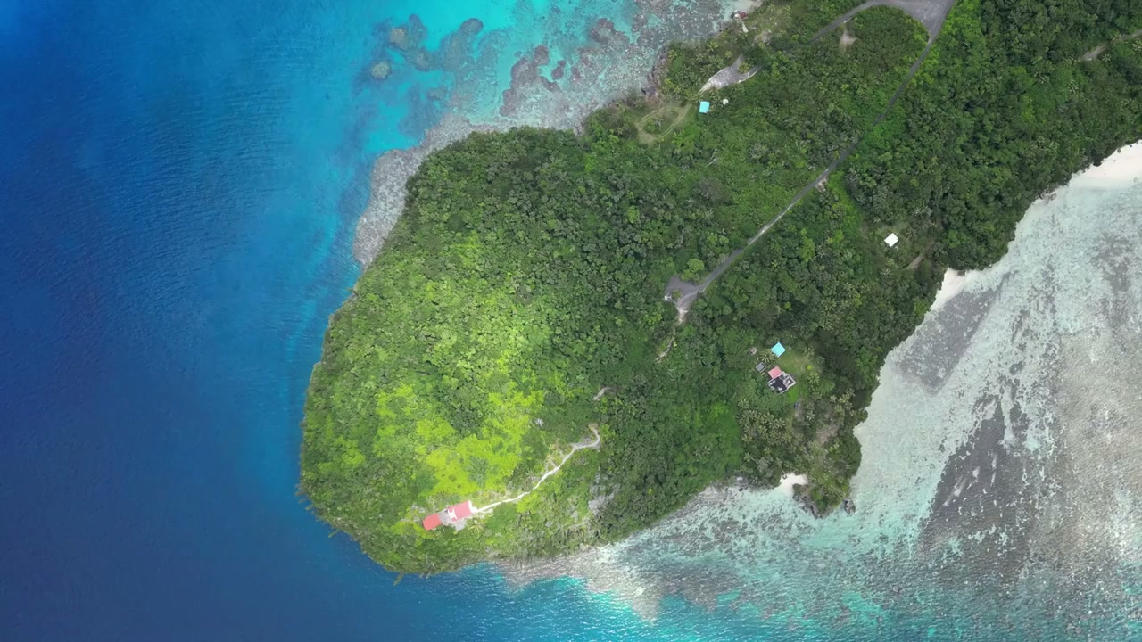 Drone flies above the Loyalty Islands of New Caledonia