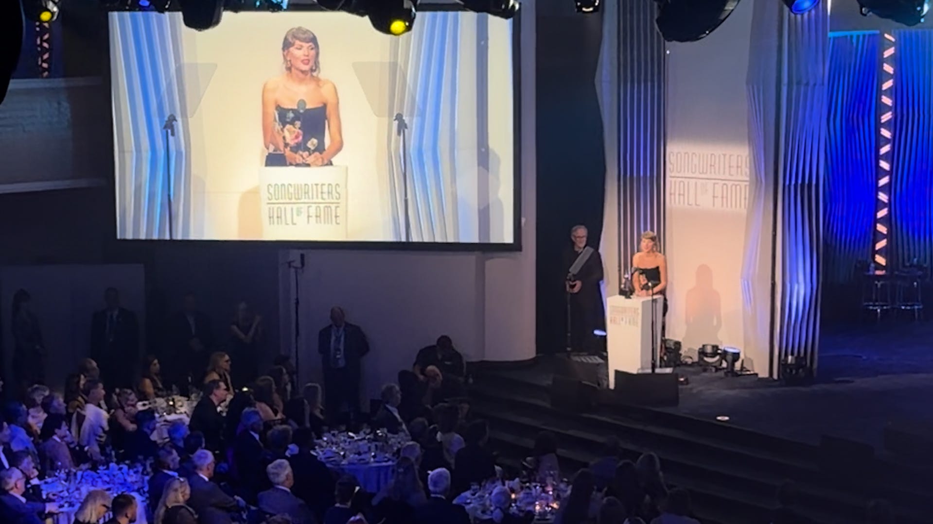 Taylor Swift thanks her fans during Songwriters Hall of Fame speech
