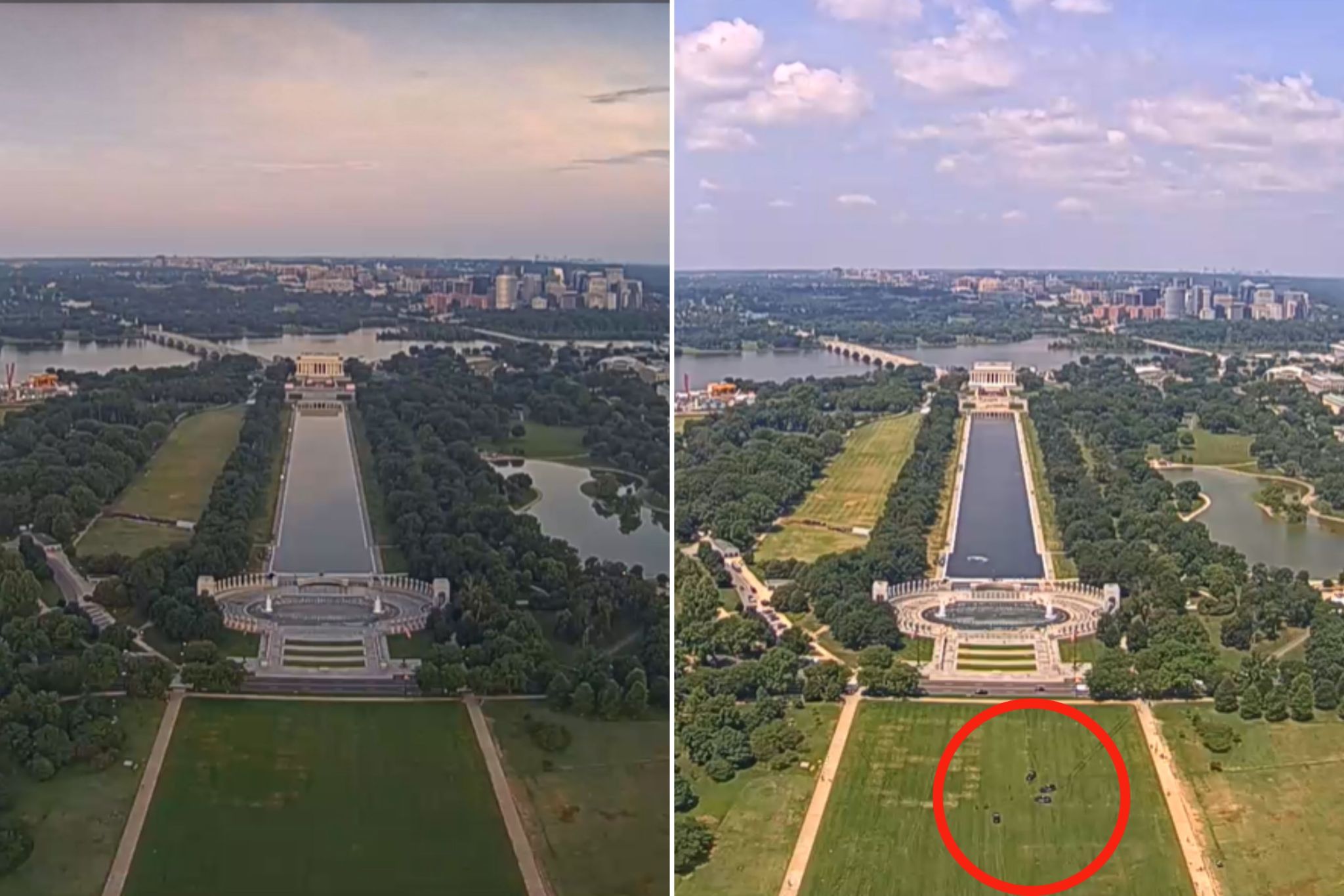 Live cam shows "8647" visible on National Mall hours before police arrive