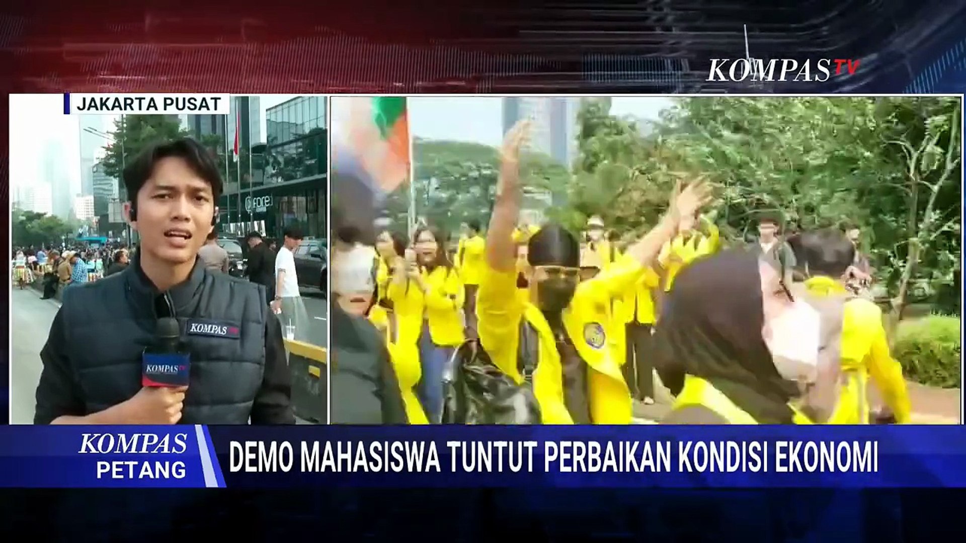Terkini! Visual udara di kawasan Bundaran HI demo mahasiswa tuntut ...