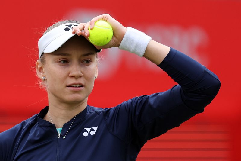 Tennis-Rybakina battles back to solve Maria problem on busy day at Queen's