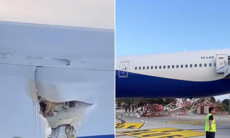 Passenger jet smashes into radar antenna while it taxied at Turkish airport