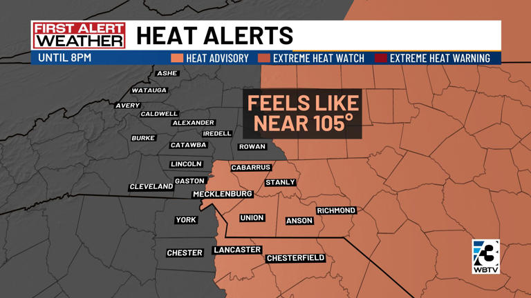 Heat advisory issued for several Charlotte-area counties on Friday, June 12