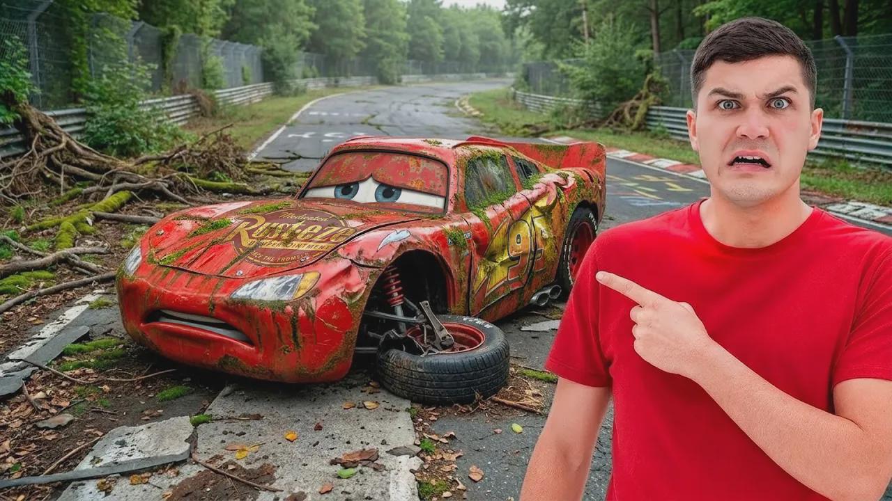 We found Lightning McQueen abandoned after shocking crash!