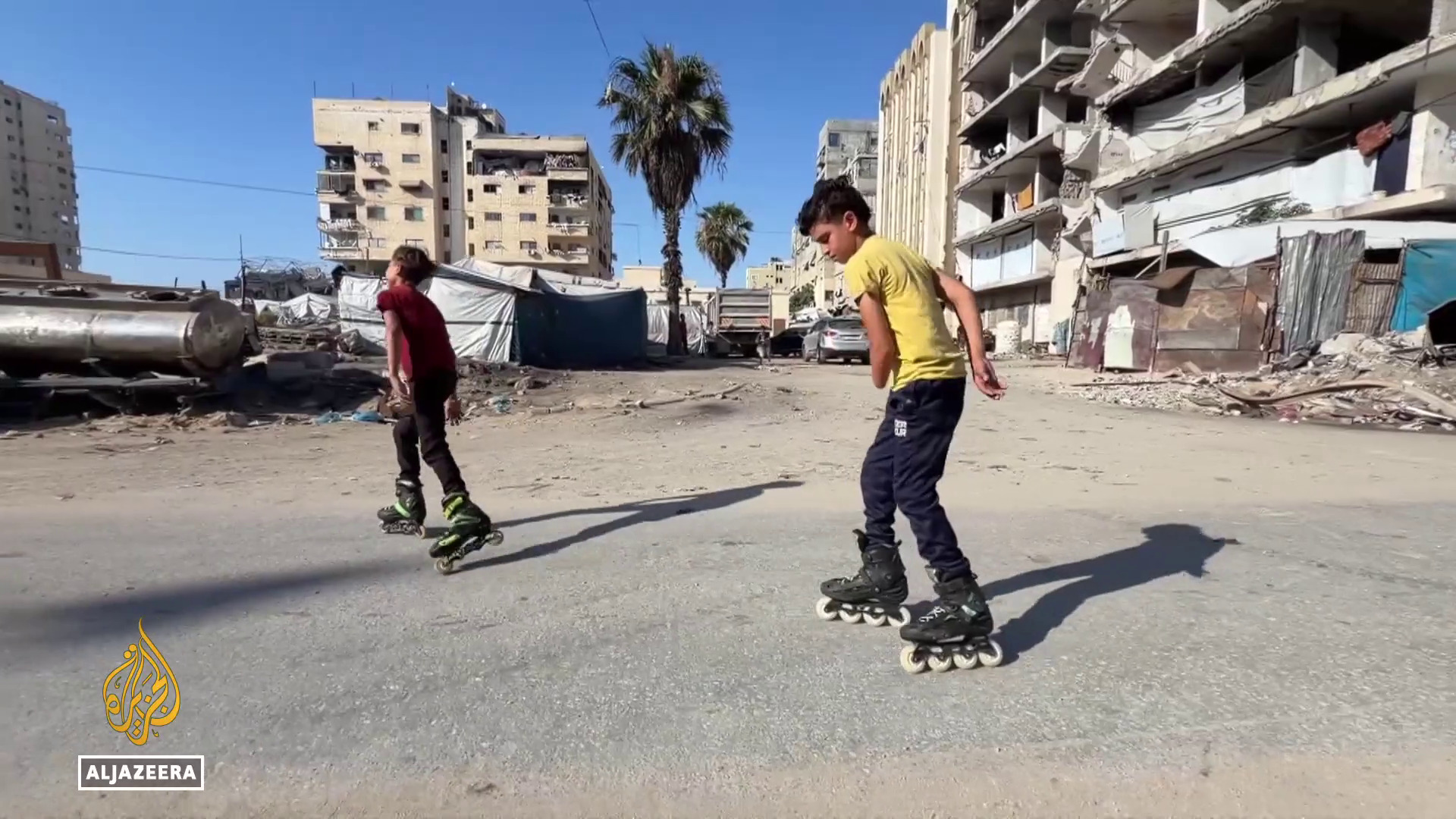 Gaza boy returns to roller skating after losing a hand and leg in ...