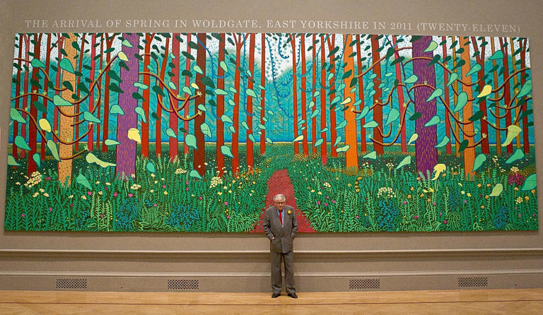 British artist David Hockney, whose vibrant pool paintings defined an ...