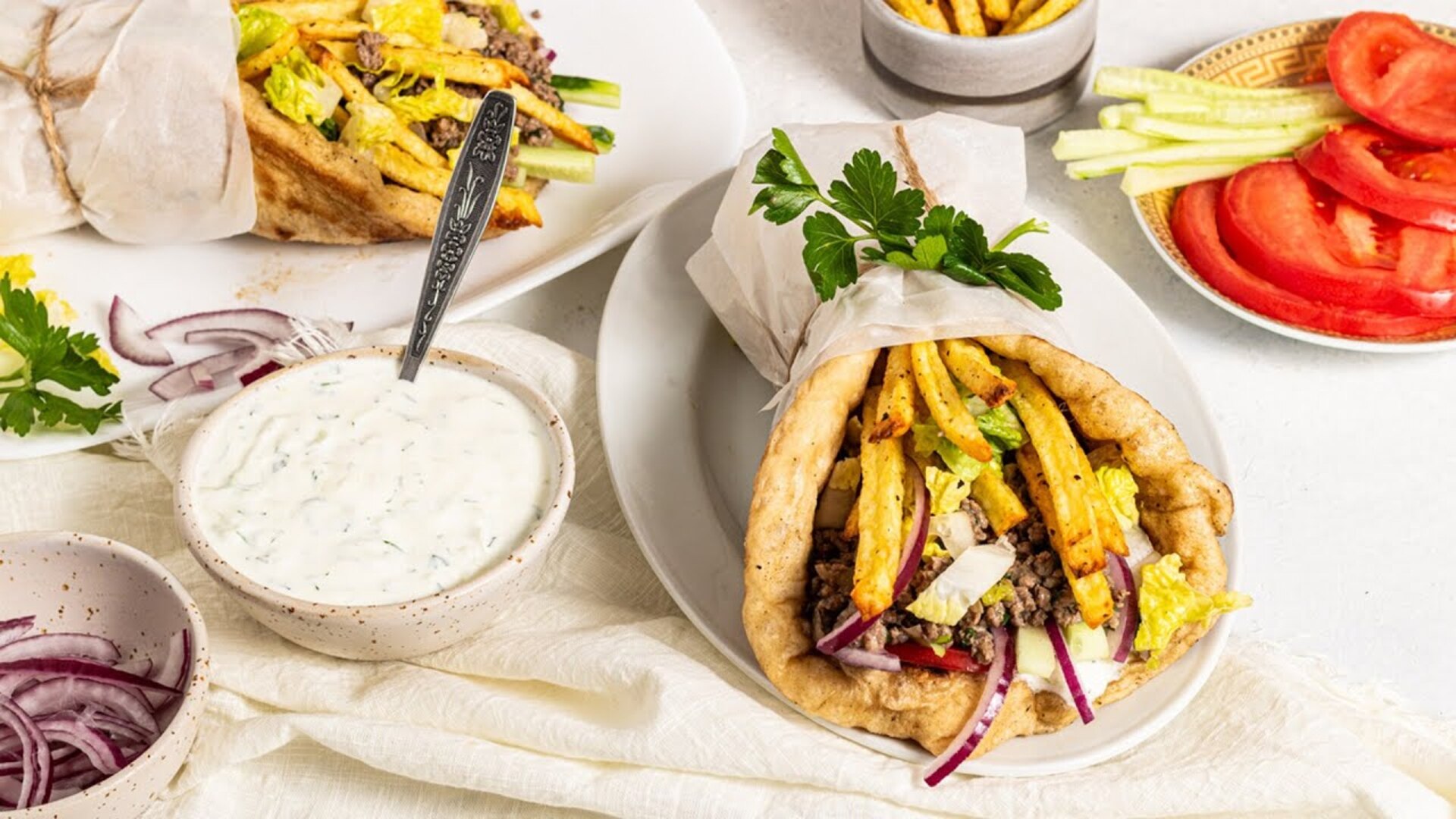 Loaded ground beef gyros recipe