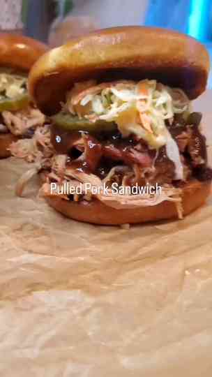 Smoked pulled pork sandwich with tender BBQ flavor