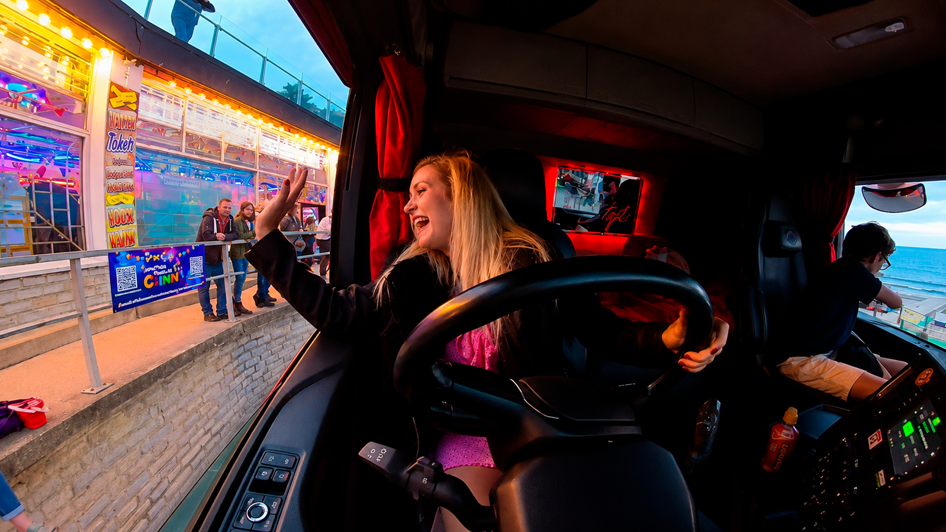 A carnival night from inside my truck